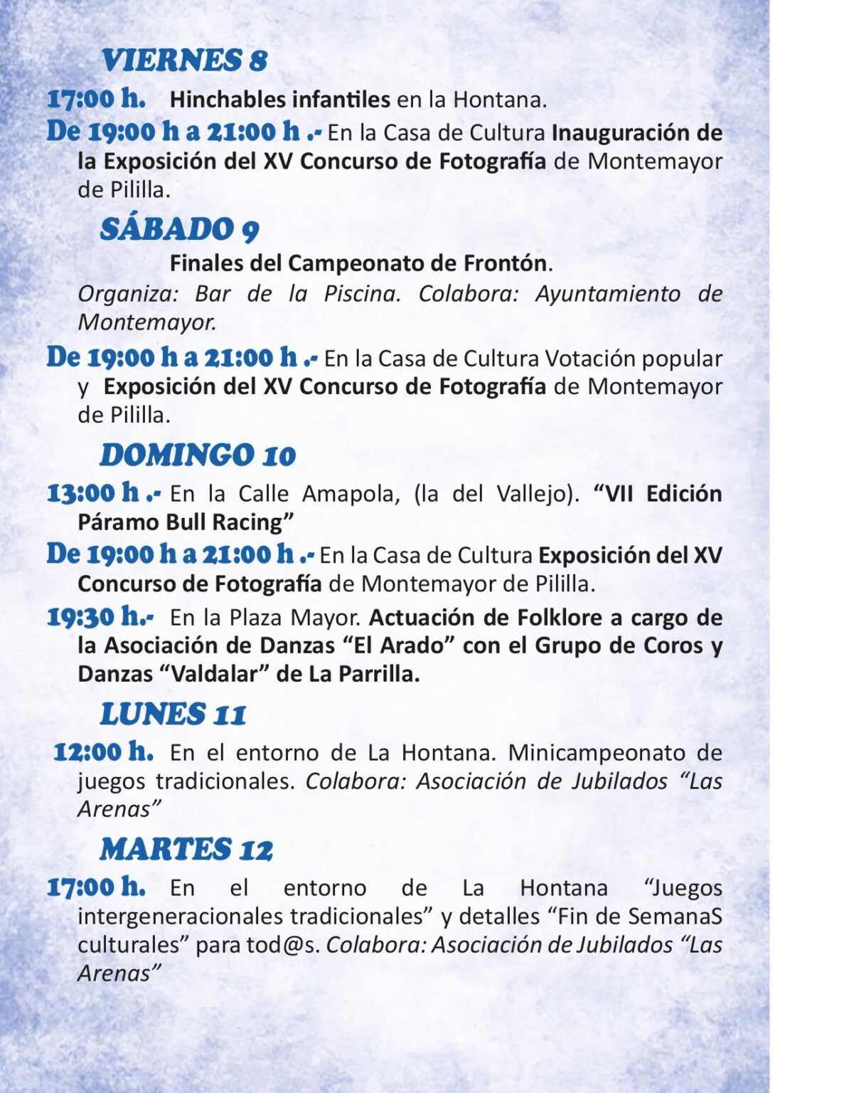 Programa de fiestas 2023 « Montemayor de Pililla | Pagina web del municipio de Montemayor de ...